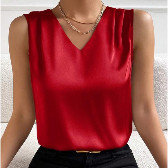 Tops | Elegant Classic V Neck Sleeveless Office Work Tank Top Blouse ...